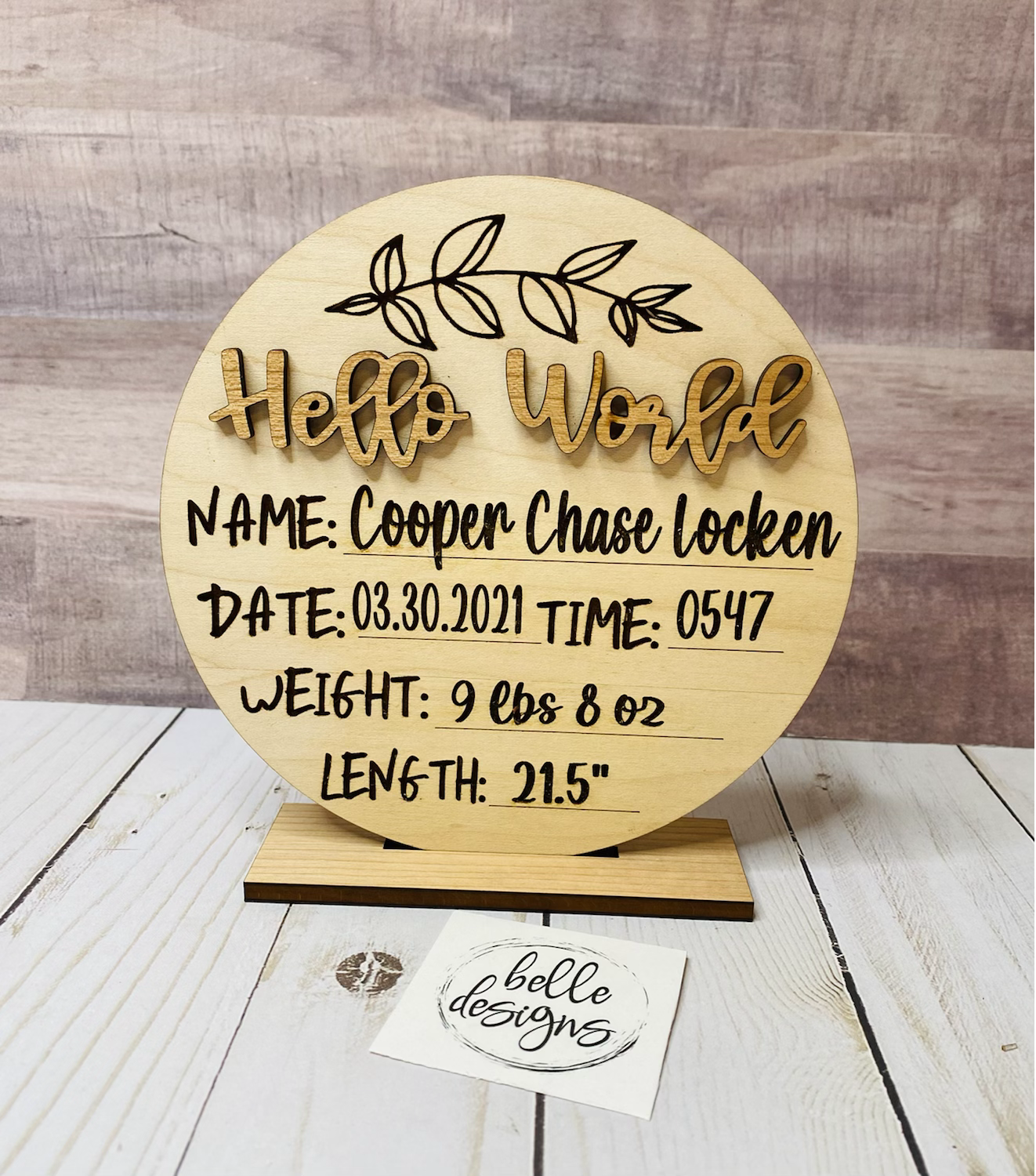 Wood Baby Announcement – Belle Designs Co.